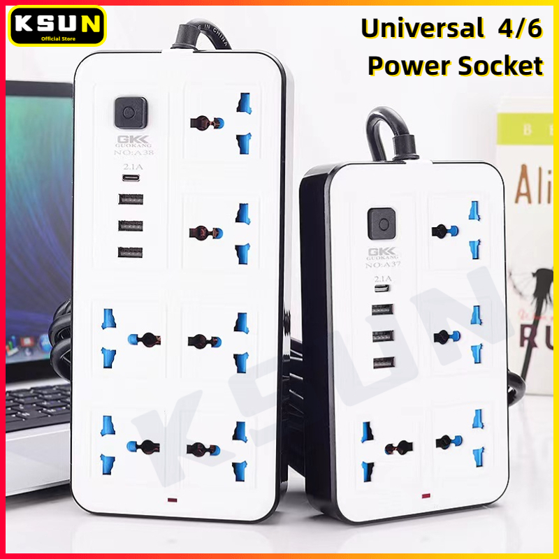 Universal 4/6 Power Socket Extension With USB Ports Power Strip Surge ...