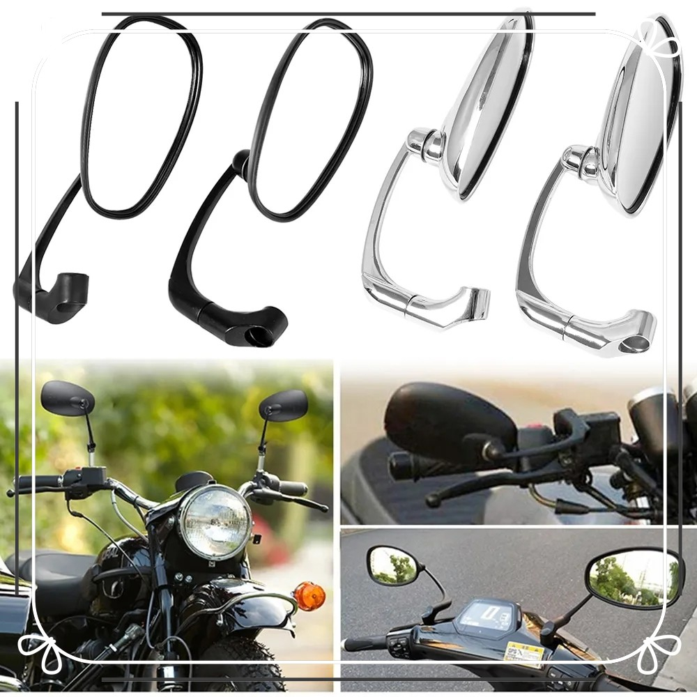 Motorcycle Rearview Side Mirrors with 8/10mm Screws Universal Round ...