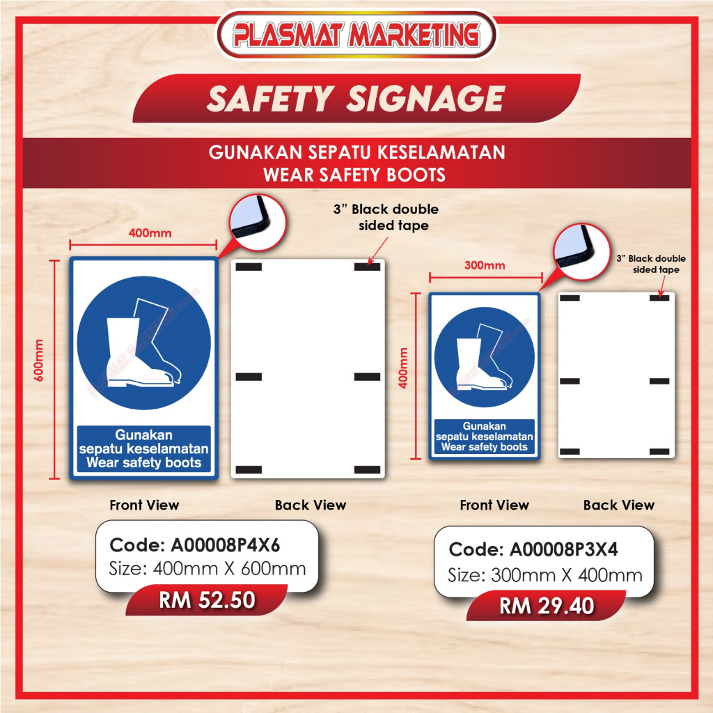 Safety Sign. Gunakan Sepatu Keselamatan/Wear Safety Boots | Shopee Malaysia