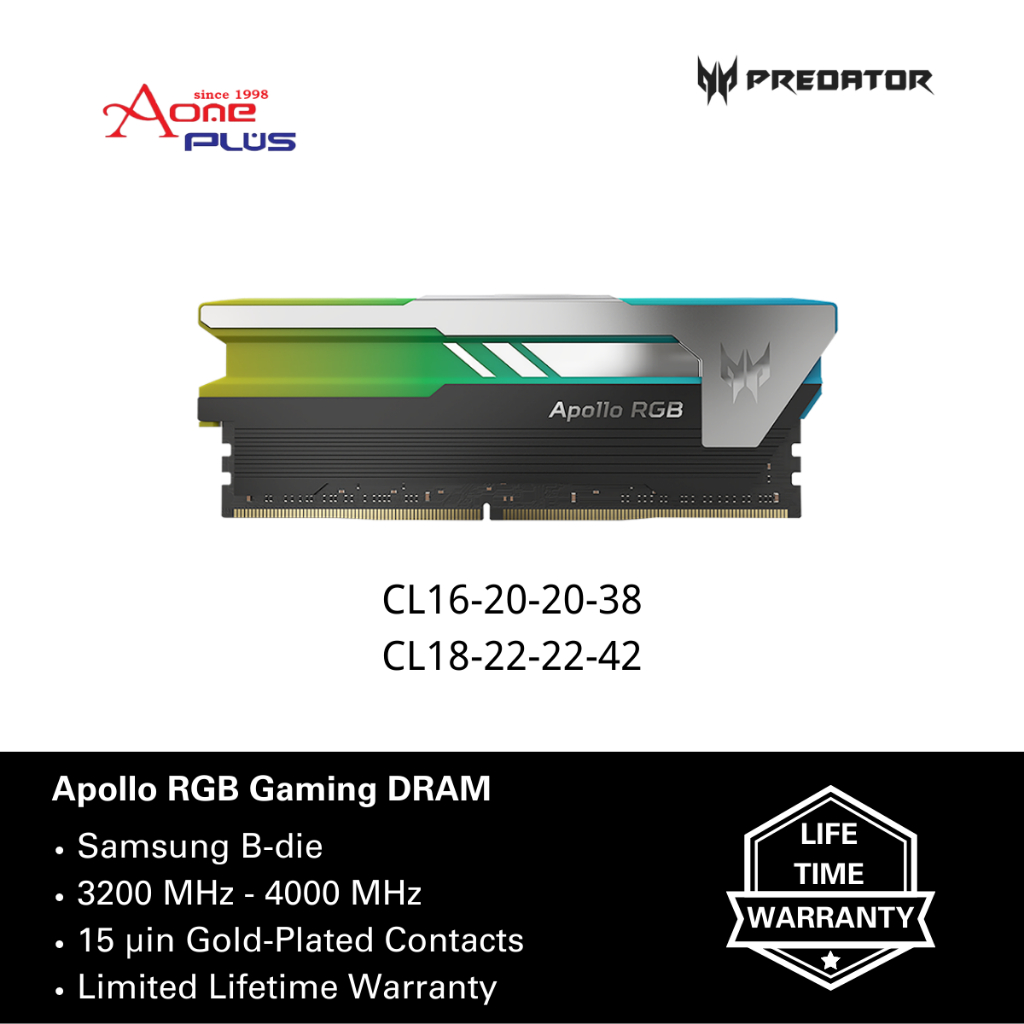 (AONE PLUS SS2) Acer PREDATOR Apollo RGB Gaming DDR4 16GB 8x2 RAM 3200 ...