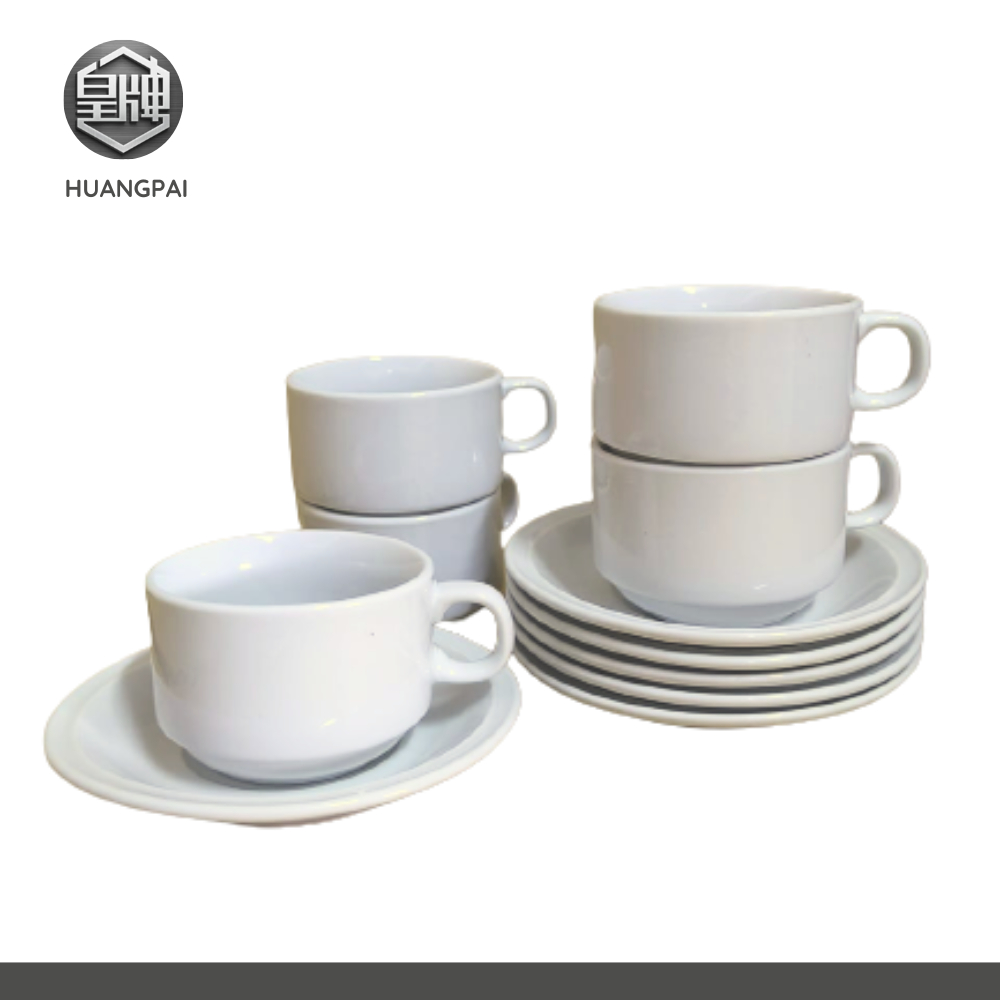 [6 PCS] Porcelain White Coffee Cup Set Cup & Saucer Cawa Coffee Kaca ...
