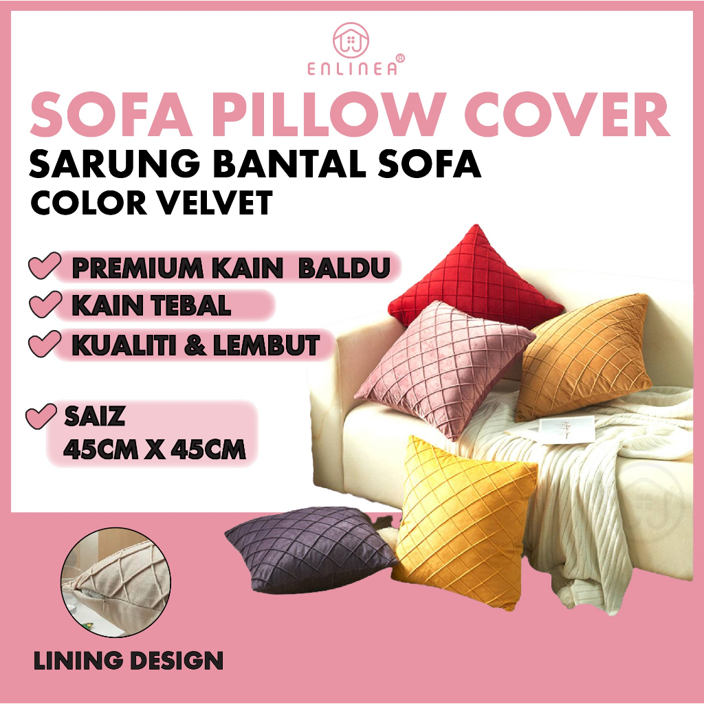Ready Stock!!! Velvet Sofa Pillow case Sofa Cushion Cover Baldu Fabric ...