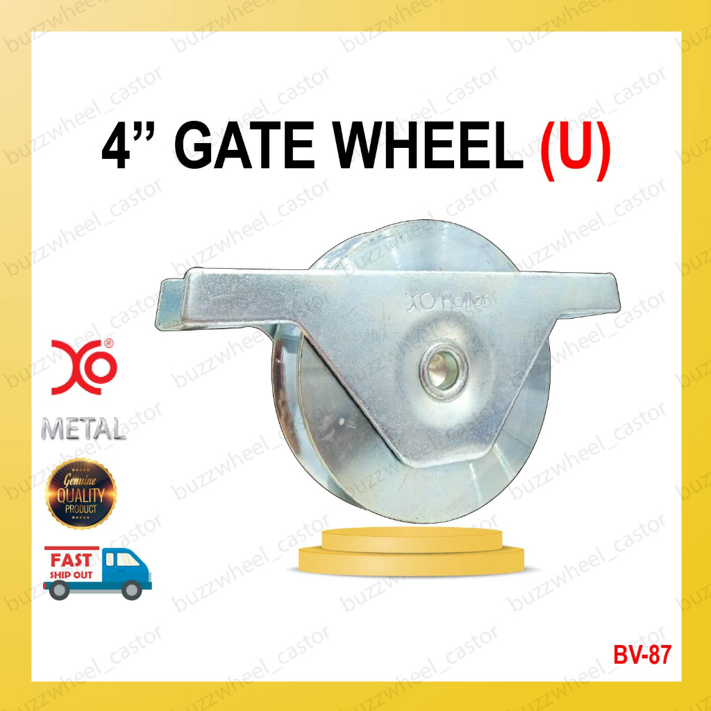 4" (100MM X 23MM U-GROOVE) BV-87 METAL GATE ROLLER/ WHEEL/ RODA PAGAR ...
