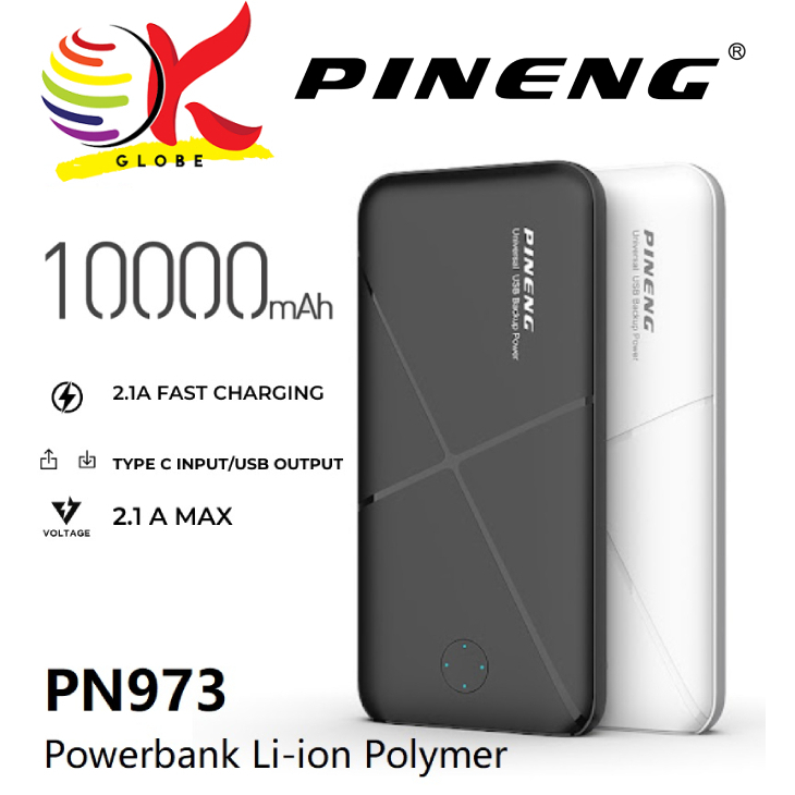 PINENG PN-973 10000MAH POWER BANK WITH 2.1A FAST CHARGE LIGHT WEIGHT ...
