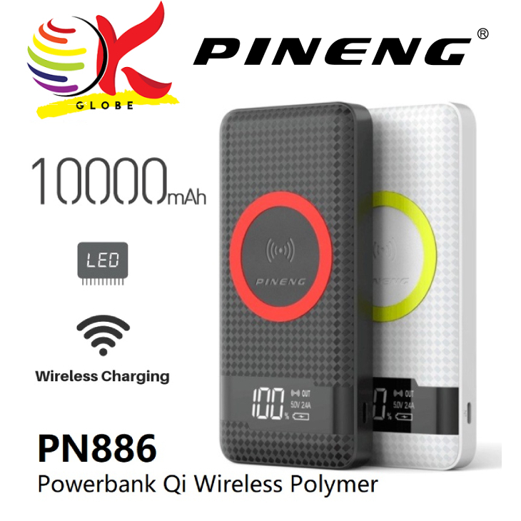 PINENG PN-886 10000MAH QI WIRLESS POLYMER POWER BANK LED DISPLAY WITH 2 ...