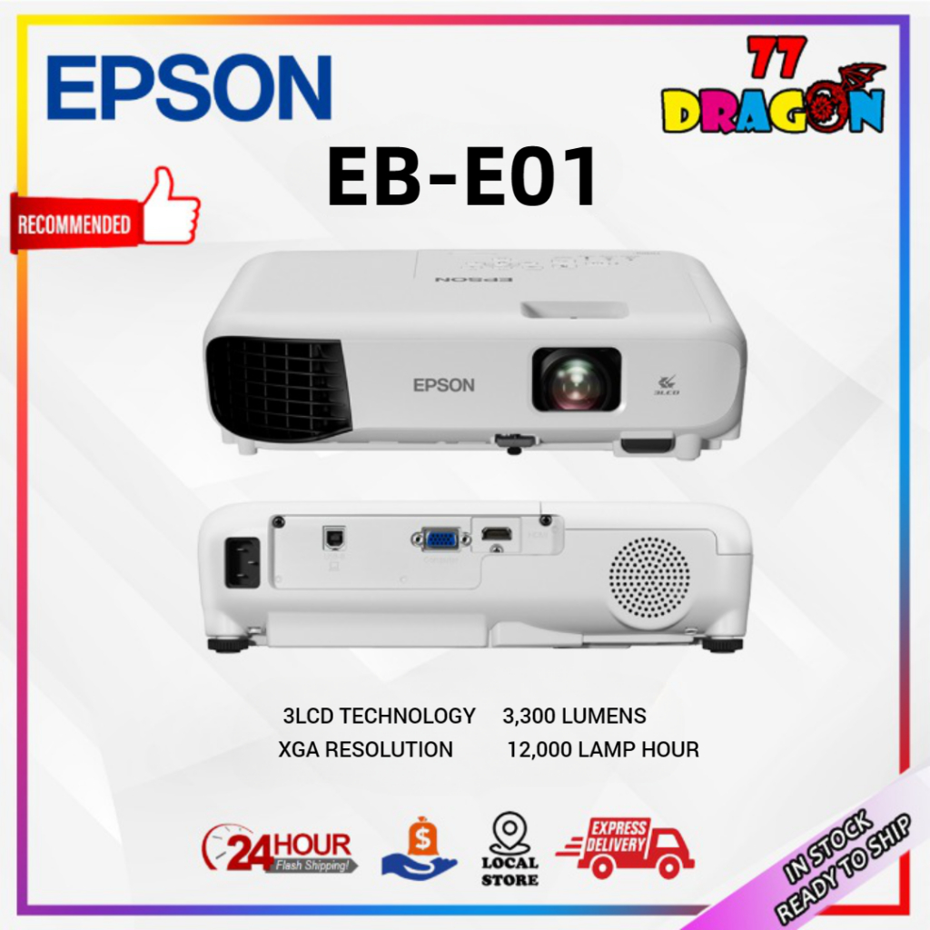 EPSON EB-E01 EB E01 XGA 3LCD PROJECTOR FREE HDMI CABLE | Shopee Malaysia