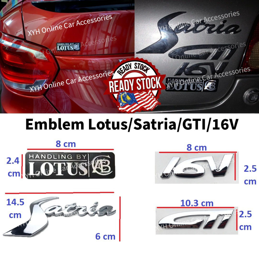 Ready Stock Emblem Chrome Color Satria 16V GTI LOTUS Proton Satria ...