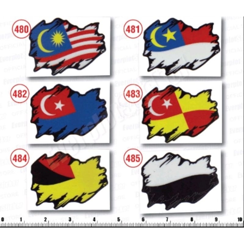 Sticker flag Malaysia,Johor, Melaka,Sabah,Sarawak,Perak,Perlis ...