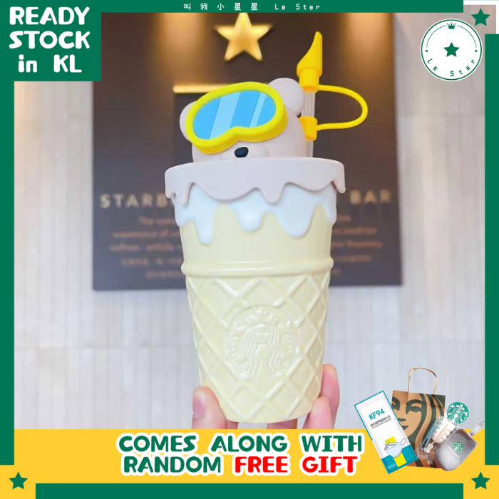 [Ready Stock] Starbucks Magic Diving Ice Cream Cone Bear with Straw ...