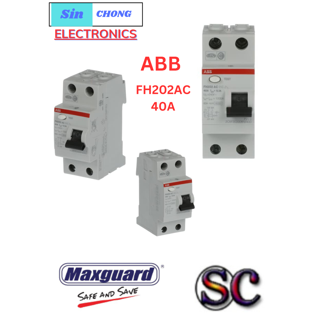 ABB FH202 63A 2P 100mA RCCB ELCB MAXGUARD -MADE IN ITALY | Shopee Malaysia