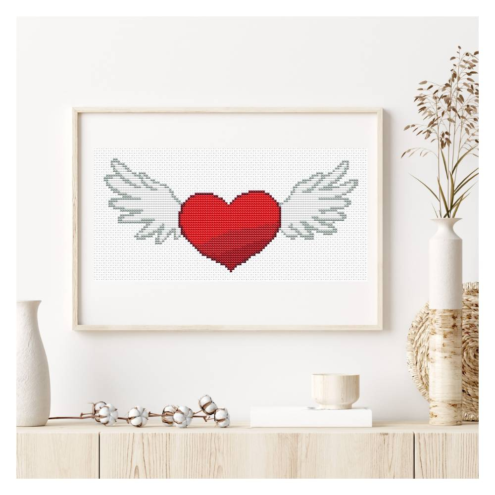 Winged Heart Mini Cross Stitch Kit Beginner Embroidery DIY Full Set ...