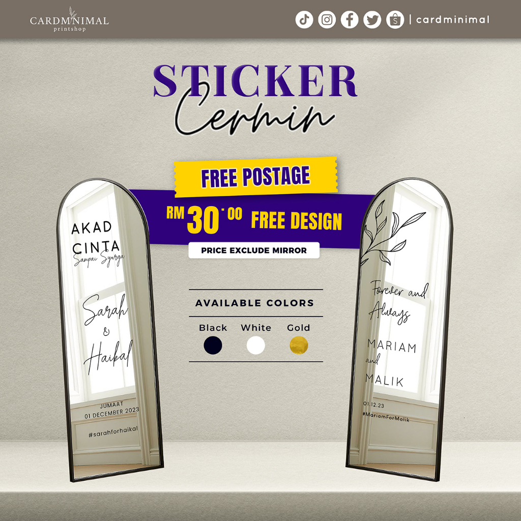 [PROMO] Sticker Cermin Majlis Kahwin / Bertunang | Shopee Malaysia