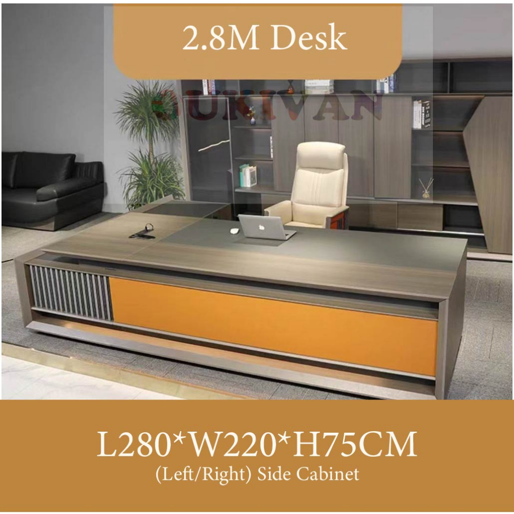 Boss Office Desk Meja Pejabat Luxury Office Table With Side Cabinet ...
