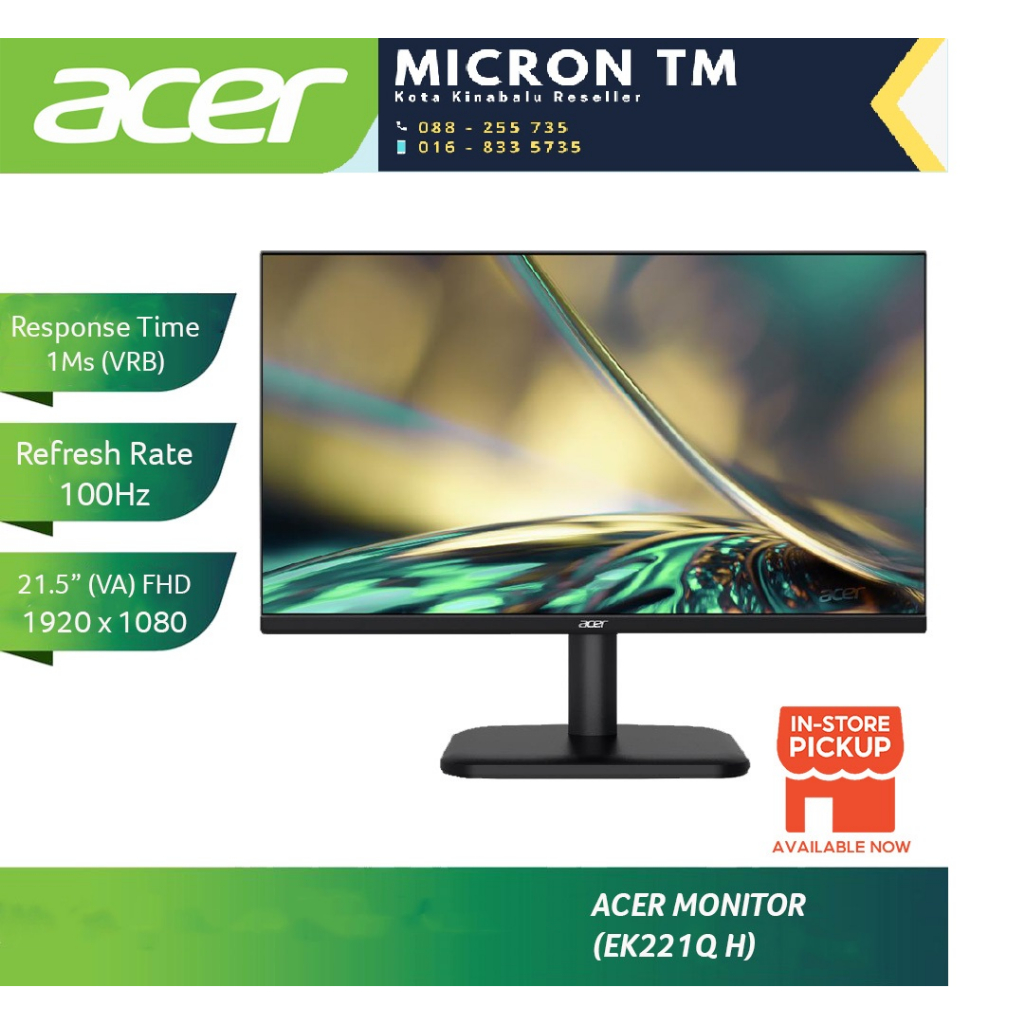 ACER Frameless 21.5" EK221Q HBI Monitor | Shopee Malaysia