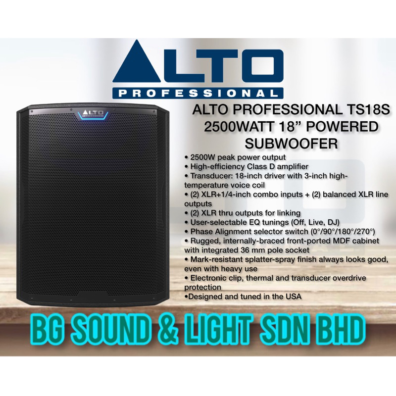 ALTO PROFESSIONAL TS18S 2500Watt 18 Inch Active Powered Subwoofer ( TS ...