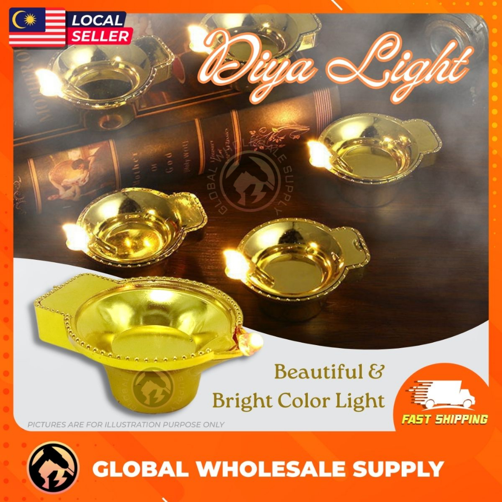 12PCS 1 BOX Golden Diya Light Agal Vilakku Diya Deepak LED Lights Home ...