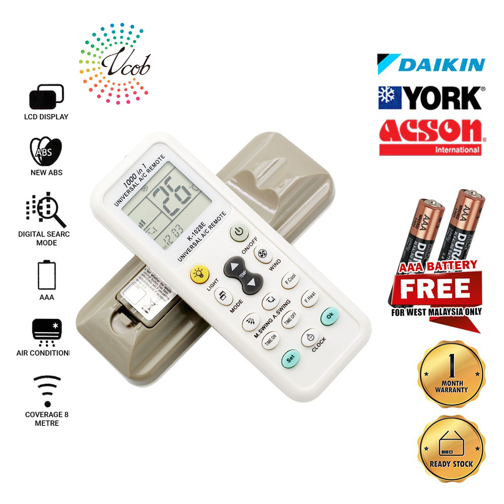 Free Battery Universal Aircond Remote Control All Brand/Model Supported ...