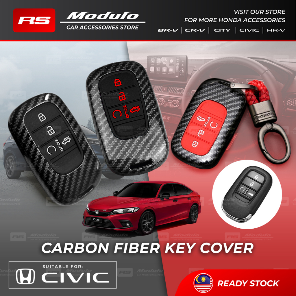 [𝐊𝐄𝐘 𝐂𝐎𝐕𝐄𝐑] Honda NEW CIVIC FE 2022 - 2024 Carbon Fibre Sarung Kunci ...