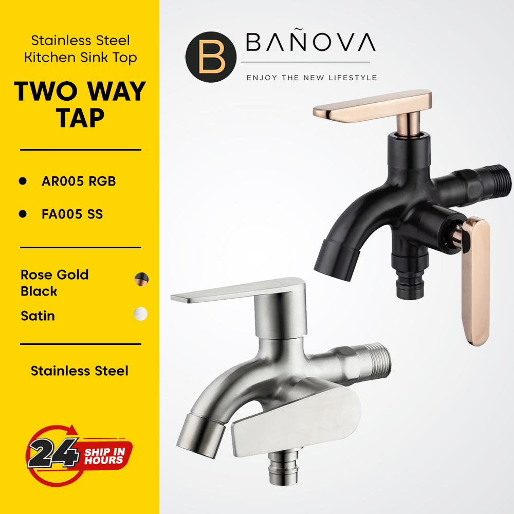BANOVA SUS 304 Stainless Steel Bathroom Basin Tap Bib Tap Two Way Tap ...