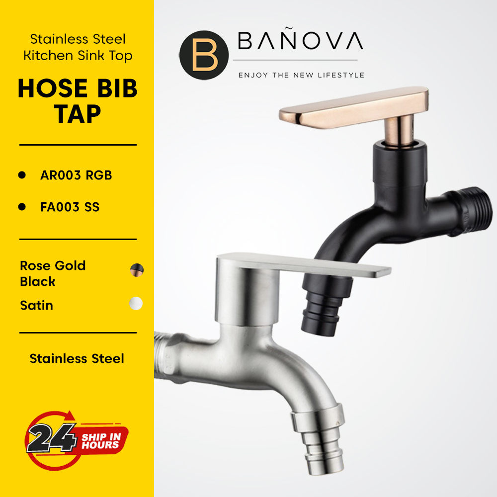 BANOVA SUS 304 Stainless Steel Bathroom Basin Tap Bib Tap Two Way Tap ...