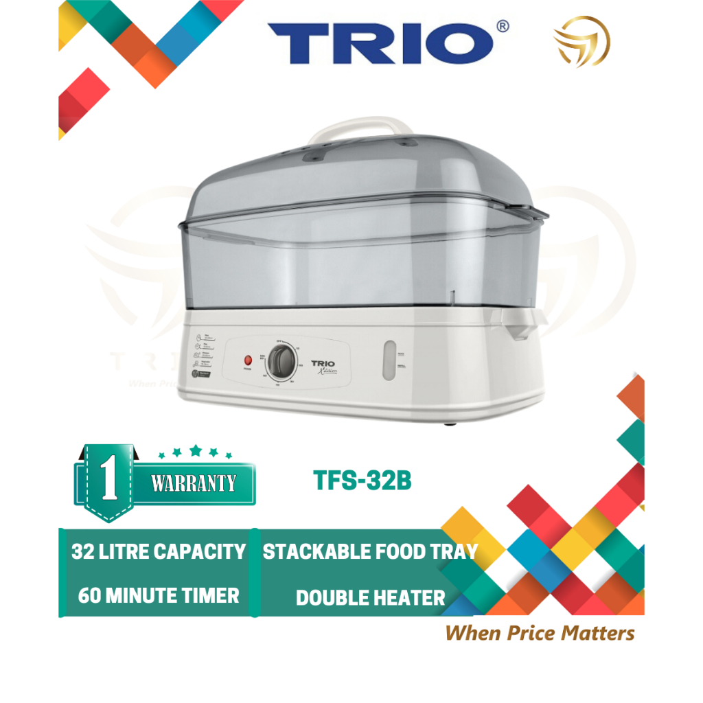 TRIO FOOD STEAMER TFS-32B WITH EXTRA LARGE CAPACITY CAN FIT IN 12''X12 ...