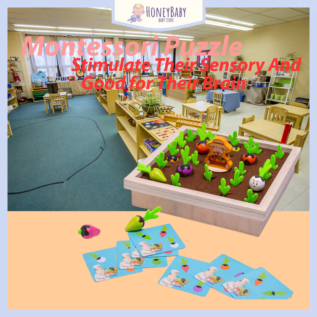 Kids Toys Montessori Wooden Pulling Out Radish Memotages Vegetable ...