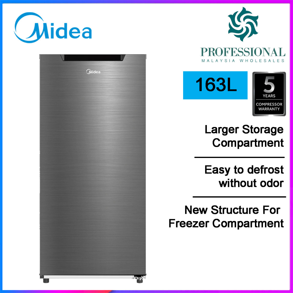 MIDEA 163L Single Door Refrigerator Small Fridge MDRD229FGD42MY PETI AIS PETI SEJUK | Shopee ...