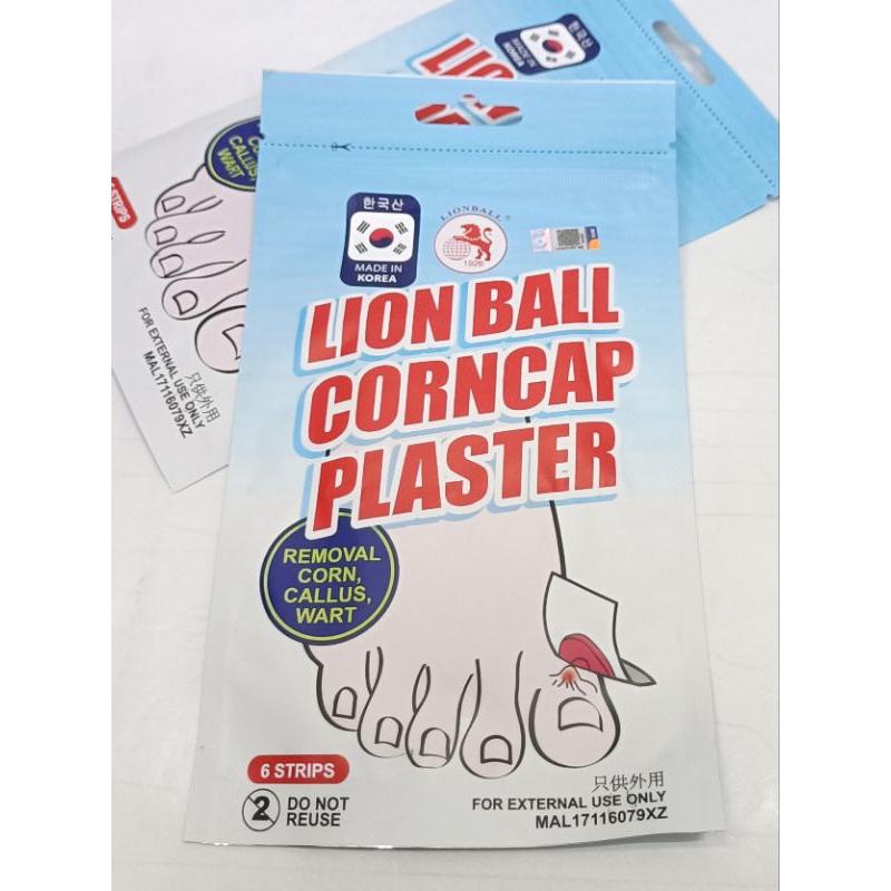 Lion Ball Corn Cap Plaster (6strips) 狮球牌鸡眼膏 Removal Corn/Callus/Wart ...