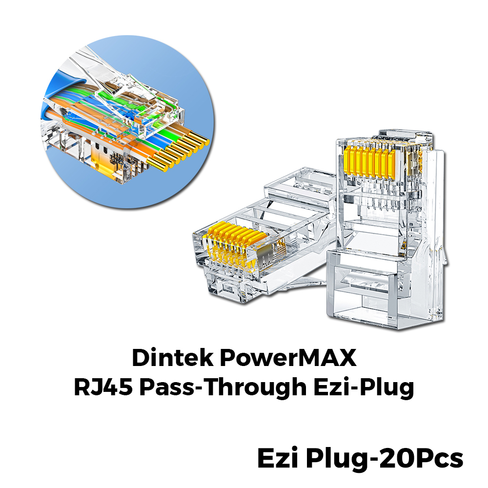 Dintek RJ45 Pass-Through Solid Core Cat6 Ezi Plug & Ezi Lock Solution ...