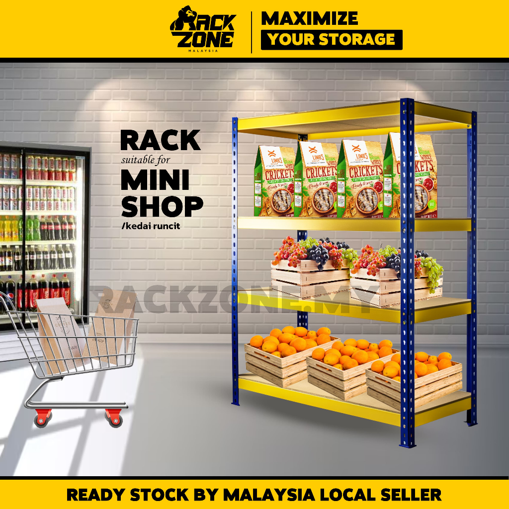 RACKZONE 4 Level Rak Kedai Runcit Shop Store Rack Shelf Storage Rack ...