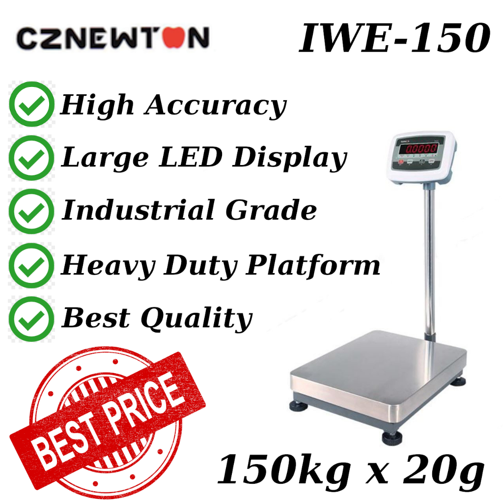 [READY STOCK] 150KG CZNEWTON IWE-150 HEAVY DUTY DIGITAL PLATFORM SCALE [400MM X 500MM ...
