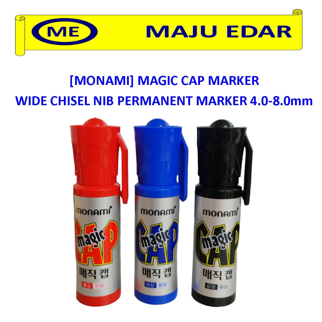 [MONAMI] MAGIC CAP WIDE CHISEL NIB PERMANENT MARKER 4.0-8.0MM WIDE ...