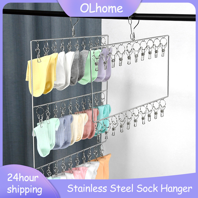 Stainless Steel Socks Rack Laundry Drying Rack Multi Clip Sock Drying ...