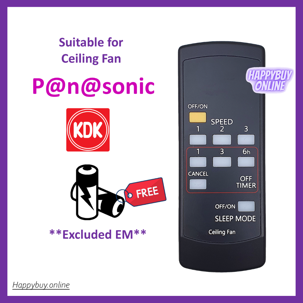 Suitable for Panasoni KDK 3 Speed Ceiling Fan Remote Control ...