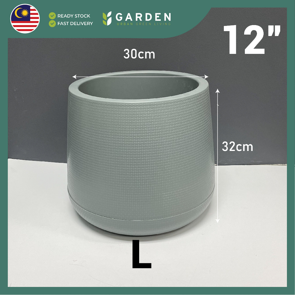 5" 9“ 12" With Drain Stopper Large Plastic Flower Pot Plant Tree Round ...
