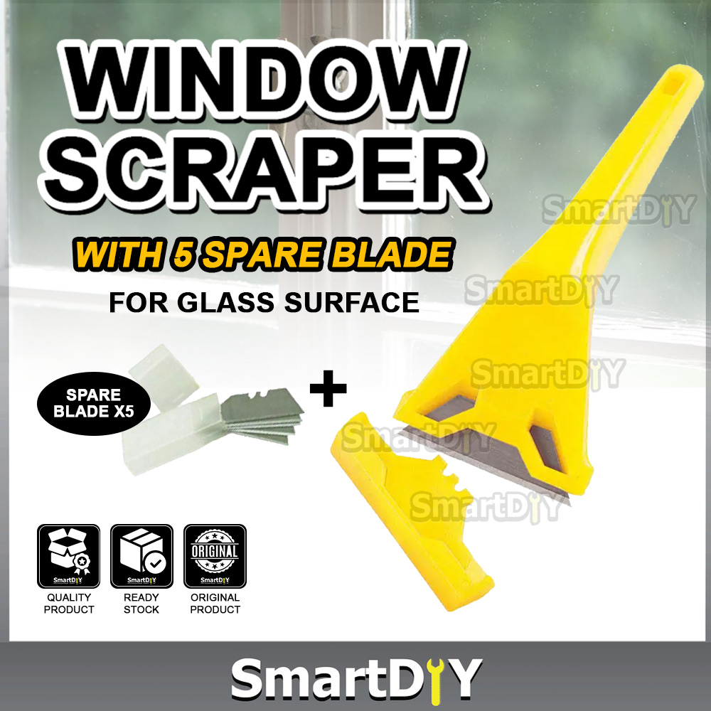 Window Glass Scrapper foc 5 Spare Blade/Glass Cleaning Scrapper with ...