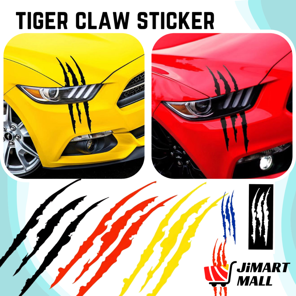 TIGER CLAW 3 LINE CAR BODY STICKER FILM Scratch Head Light Headlamp ...