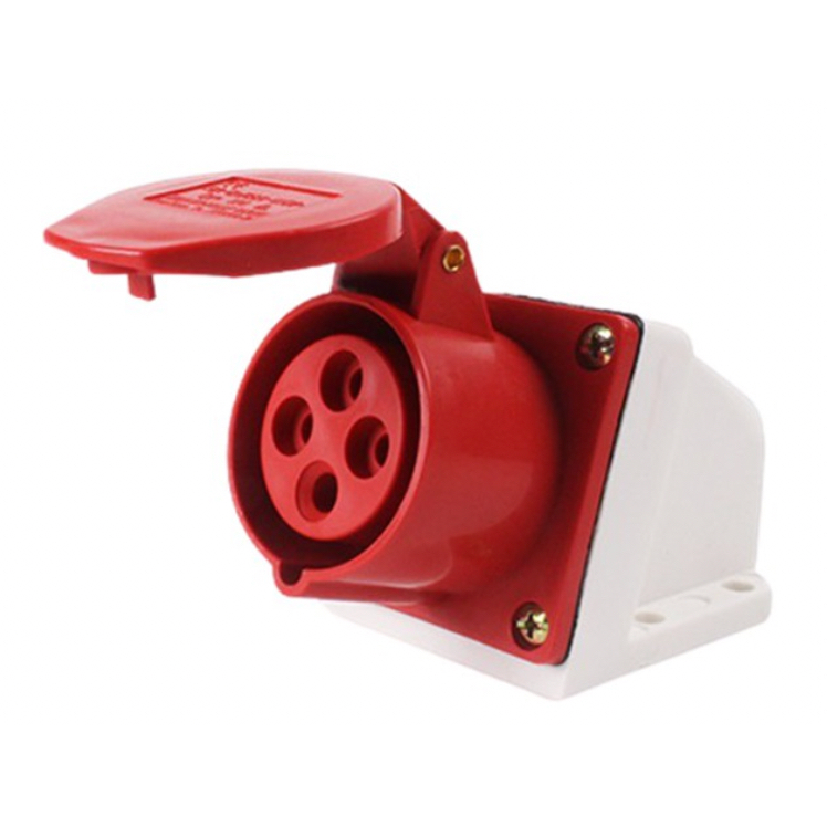 Ip66 3pin 4pin 5pin Industrial Commando Plug Connector Wall Socket 16a 32a 63a Red Blue