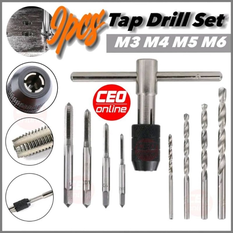 CEO 🇲🇾 9PCS/Set Tap Drill Wrench Tapping Threading Tool Screwdriver Tap ...