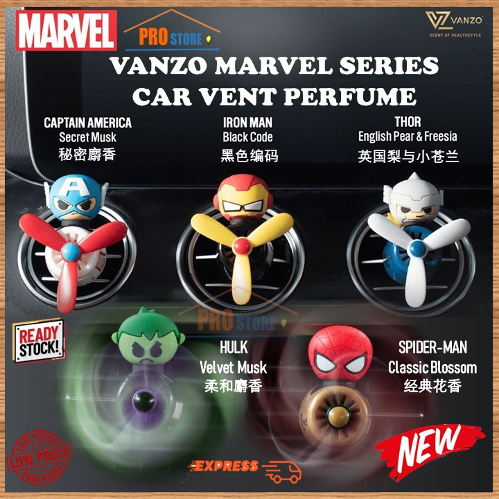 VANZO MARVEL SERIES Car Vent Perfume Spiderman Hulk Captain America ...