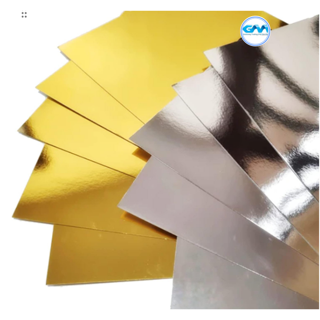 A4 Mirror Card Silver and Gold | 230GSM Polished Gold / Chrome Silver ...