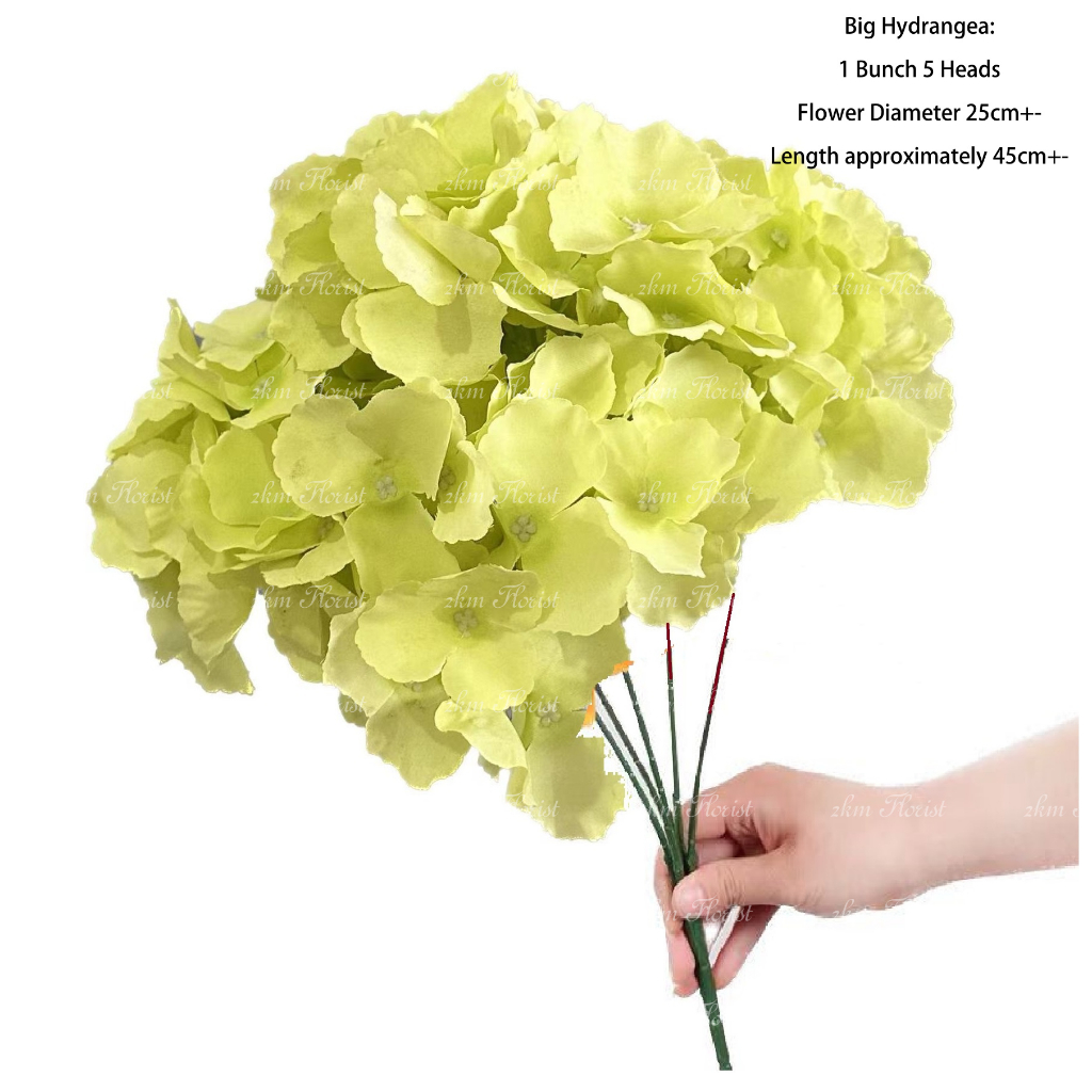 (5HEADS) BIG HYDRANGEA Artificial Fake Flower Bunga Wedding Kahwin ...