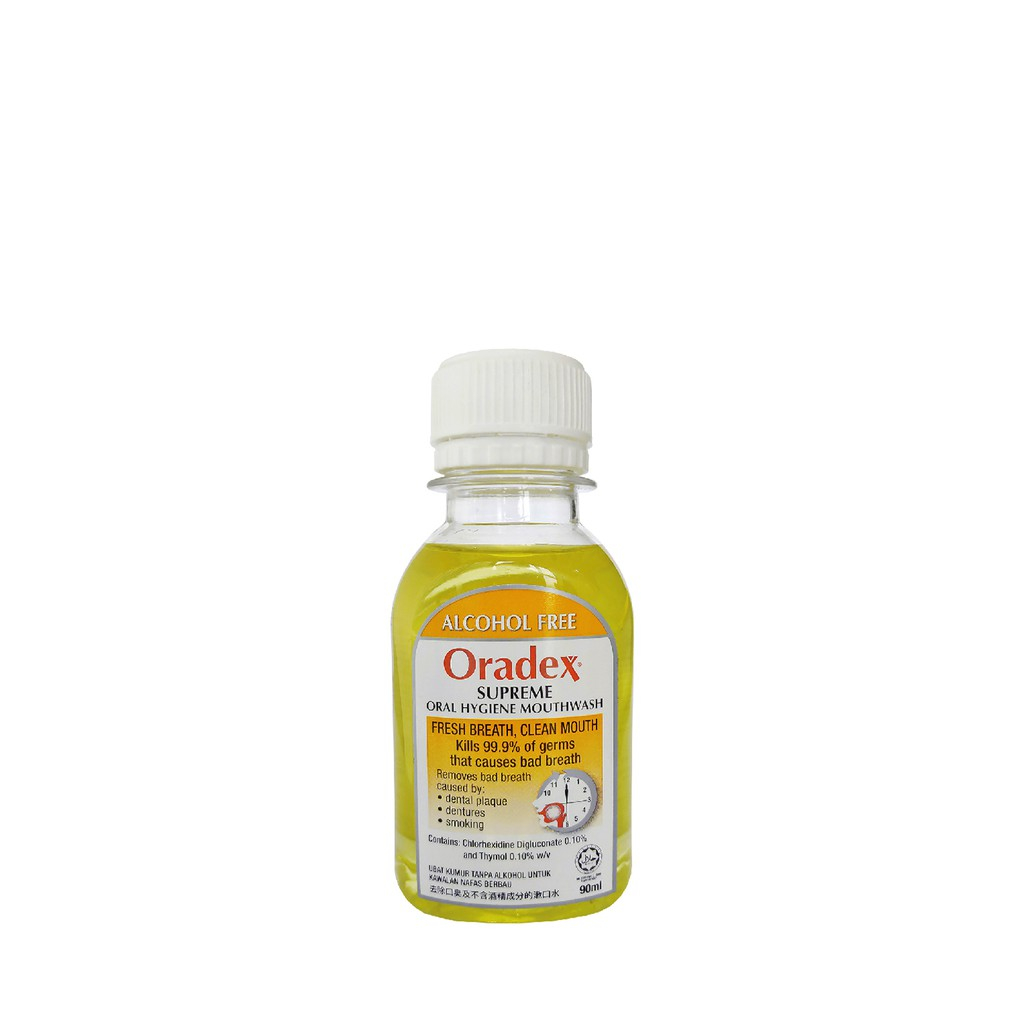 Oradex Supreme Oral Hygiene Mouthwash 90ml / Gargle Alcohol Free ( Bad Breath ) Chlorhexidine 0. ...