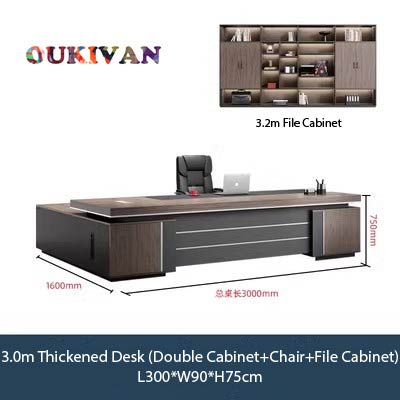Boss Office Desk Meja Pejabat Luxury Office Table With Side Cabinet ...