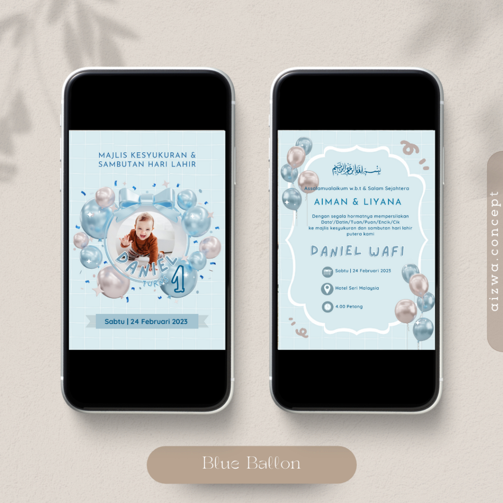 E-card invitation for birthday party, majlis aqiqah and majlis ...