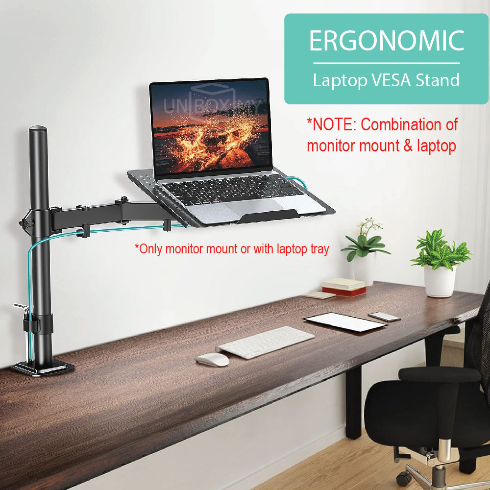 Ergonomic Steel Extended Long Arm Swivel Monitor Mount Laptop Stand ...