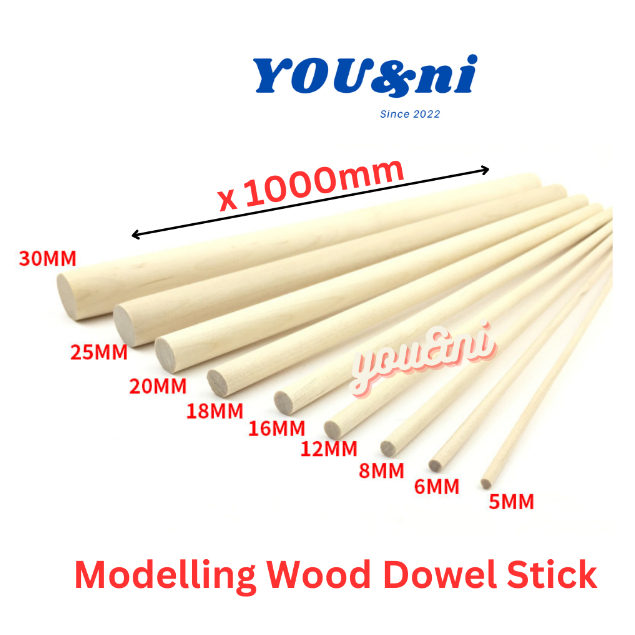 Modelling Wood Dowel Stick 5mm/8mm/10mm/12mm/15mm x 1000mm (5pcs/pack ...