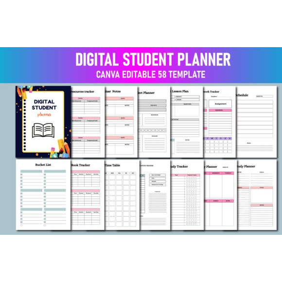 Student Planner | Digital Student Planner Canva Template | Editable ...
