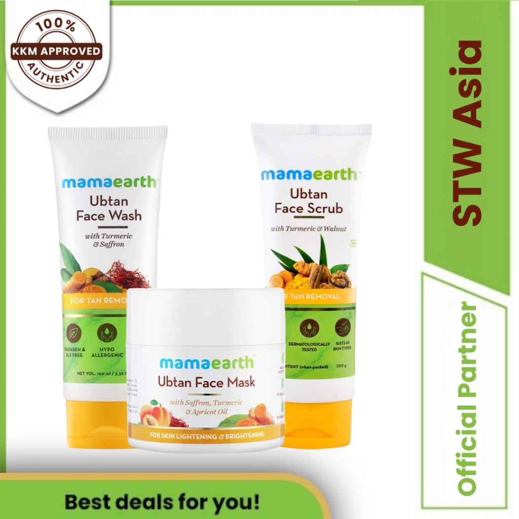 Mamaearth Tan Removal Ubtan Trio Face Wash (100ml) + Face Mask (100ml) + Face Scrub (100g ...