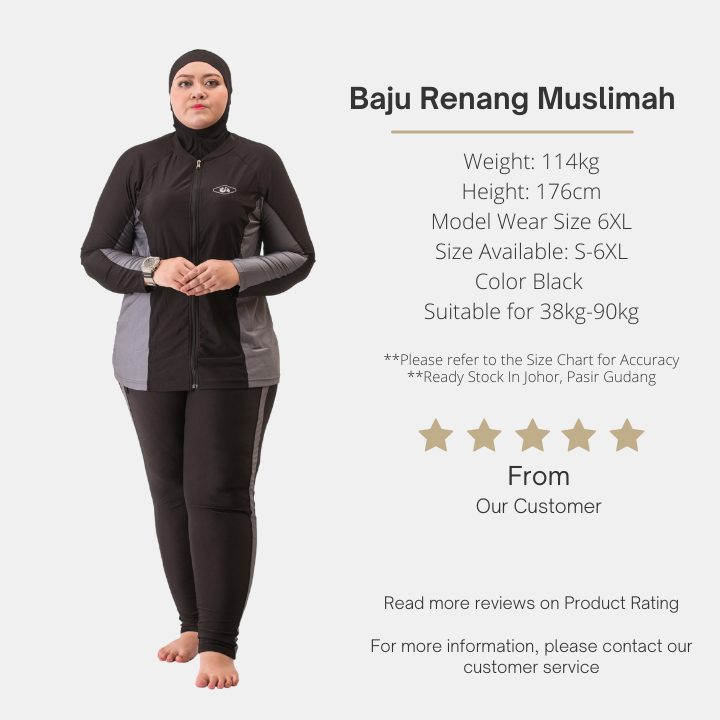 BAJU RENANG MUSLIMAH Size S-6XL 38kg-90kg SWIMSUIT SWIMWEAR BAJU MANDI HIGH QUALITY READY STOCK ...